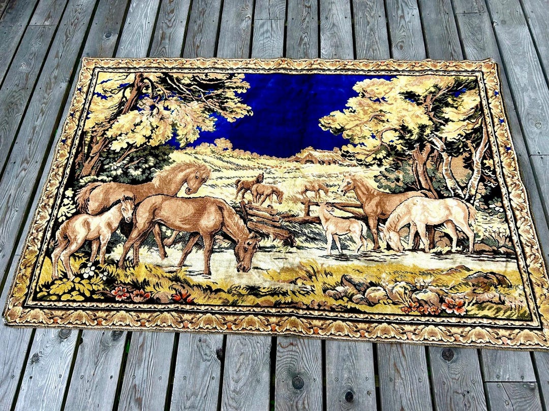 Large Horse Tapestry - Art Wall Hanging - Plush - Kitsch - Horse Rug ...