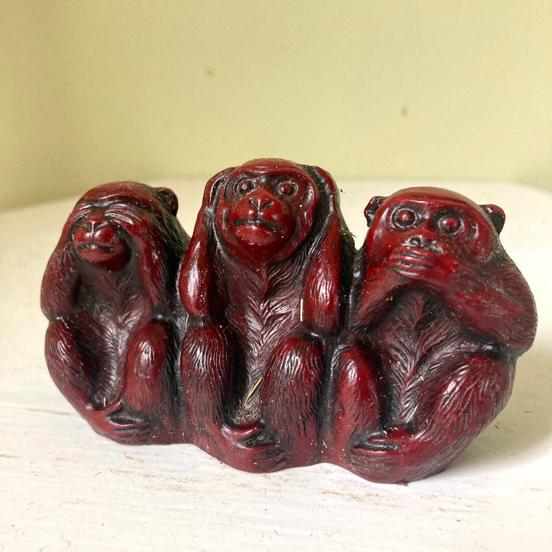 See No Evil - Speak No Evil - Hear No Evil - Red Monkeys - Resin 3 ...