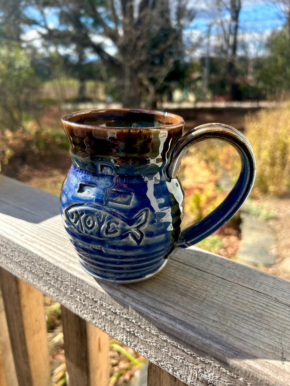 Stoneware Mug Handmade Pottery Coffee Mug Hand Thrown Ribbed Artist ...