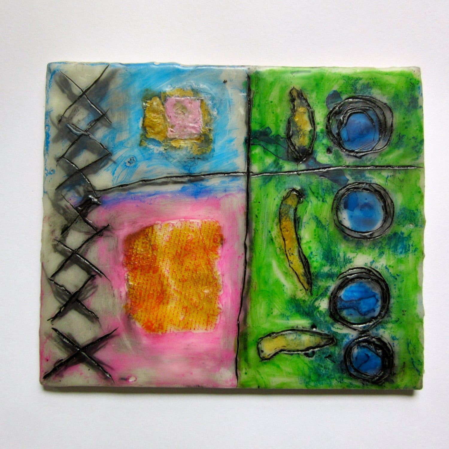 Encaustic Painting Original Art Mixedmedia India Ink | Etsy