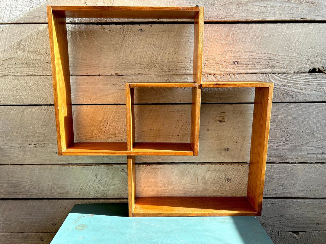 50s Wood Display Shelves Farmhouse Decor Handmade Mid Century Wood Wall ...
