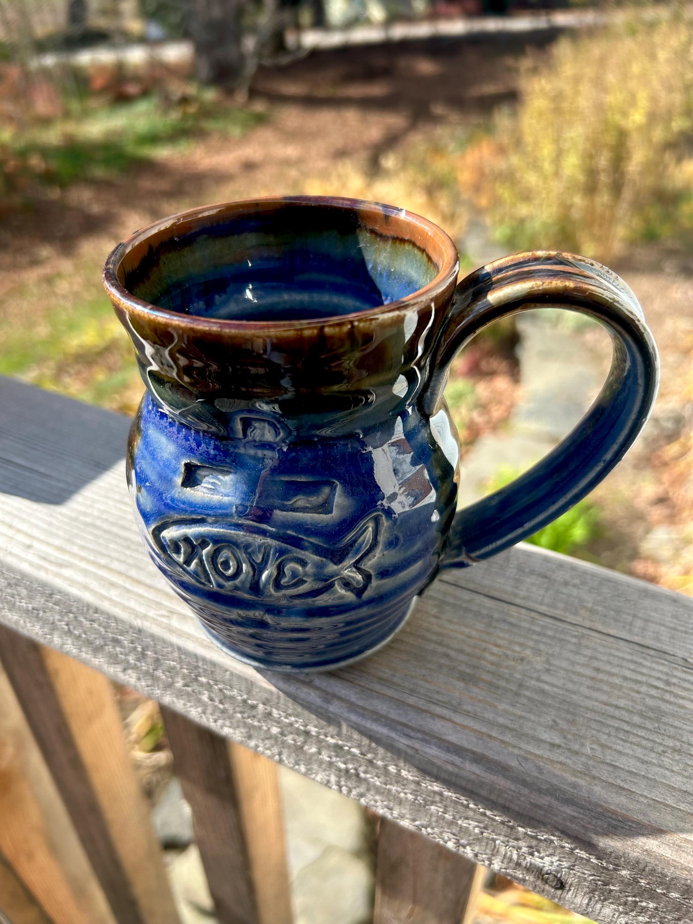 Stoneware Mug Handmade Pottery Coffee Mug Hand Thrown Ribbed Artist ...
