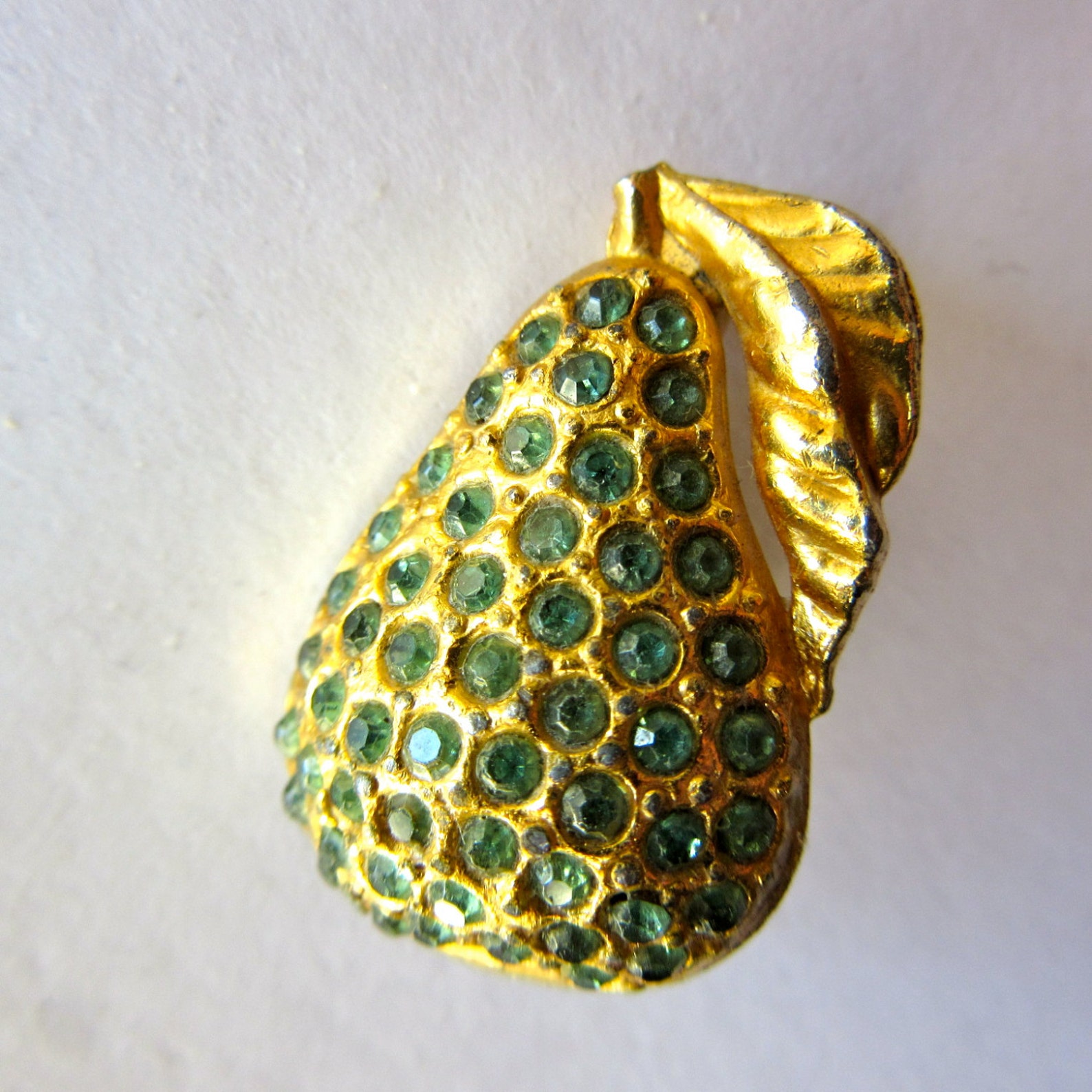 Pear Rhinestone Brooch Green Rhinestone Pear Pin Fruit - Etsy