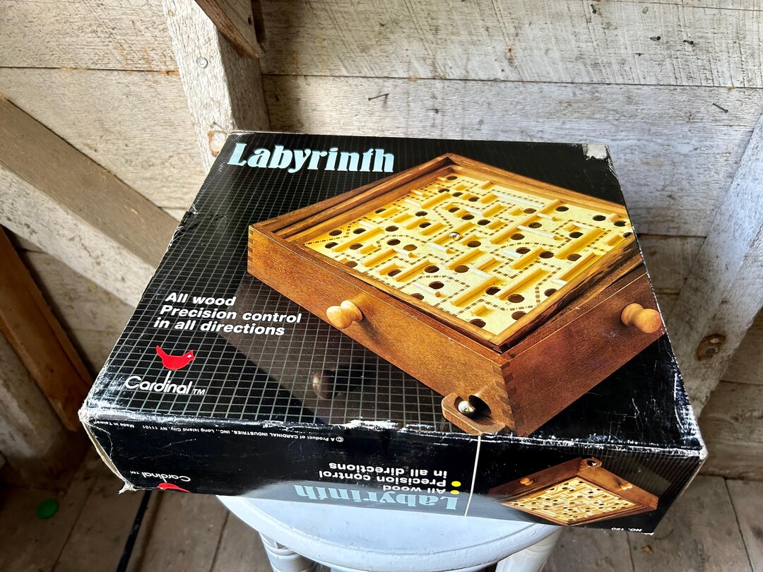 Labyrinth Game Tilting Maze Game Wood Box Steel Ball Cardinal - Etsy
