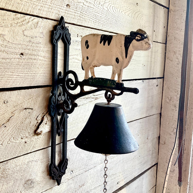Cow Garden Bell Iron Wind Chime Wall Black White Cow Bell - Etsy