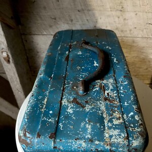 Tool Box Metal Blue Distressed Rusty Tool Box Storage Industrial Box ...