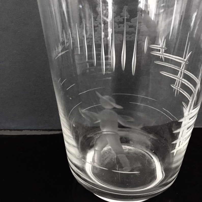 Karhula Crystal Finland Glass Vase 50s Mid Century Vase - Etched Glass ...