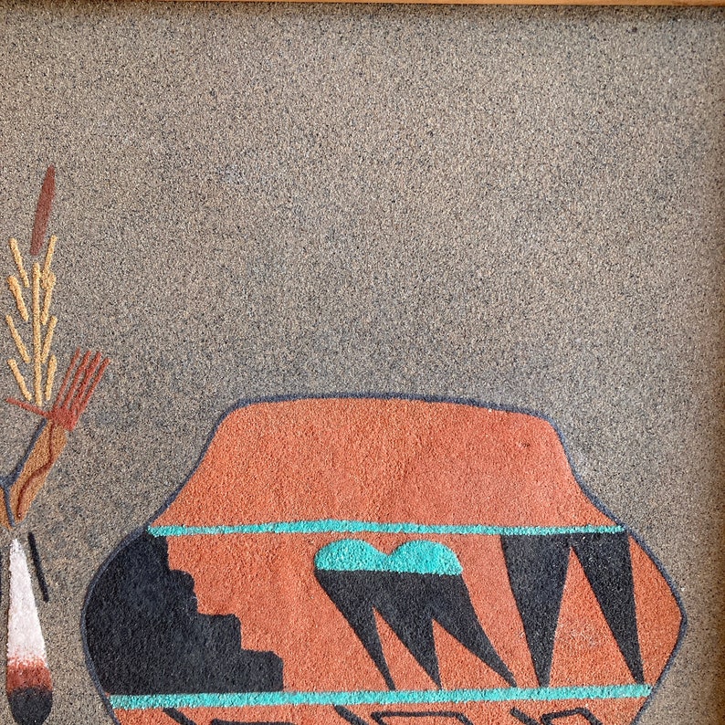 Navajo Sand Painting Yei Dancer With Pottery Native American | Etsy