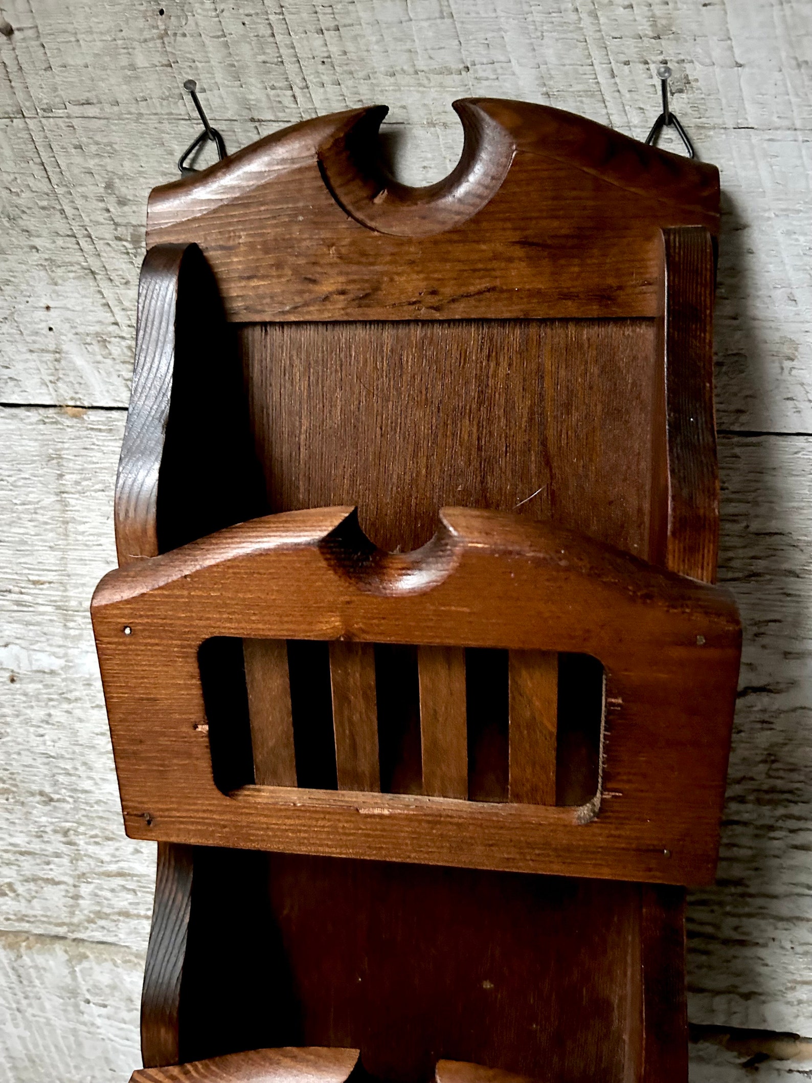 Farmhouse Wood Mail Holder Handmade Hangs on Wall Storage 3 Slots Key ...