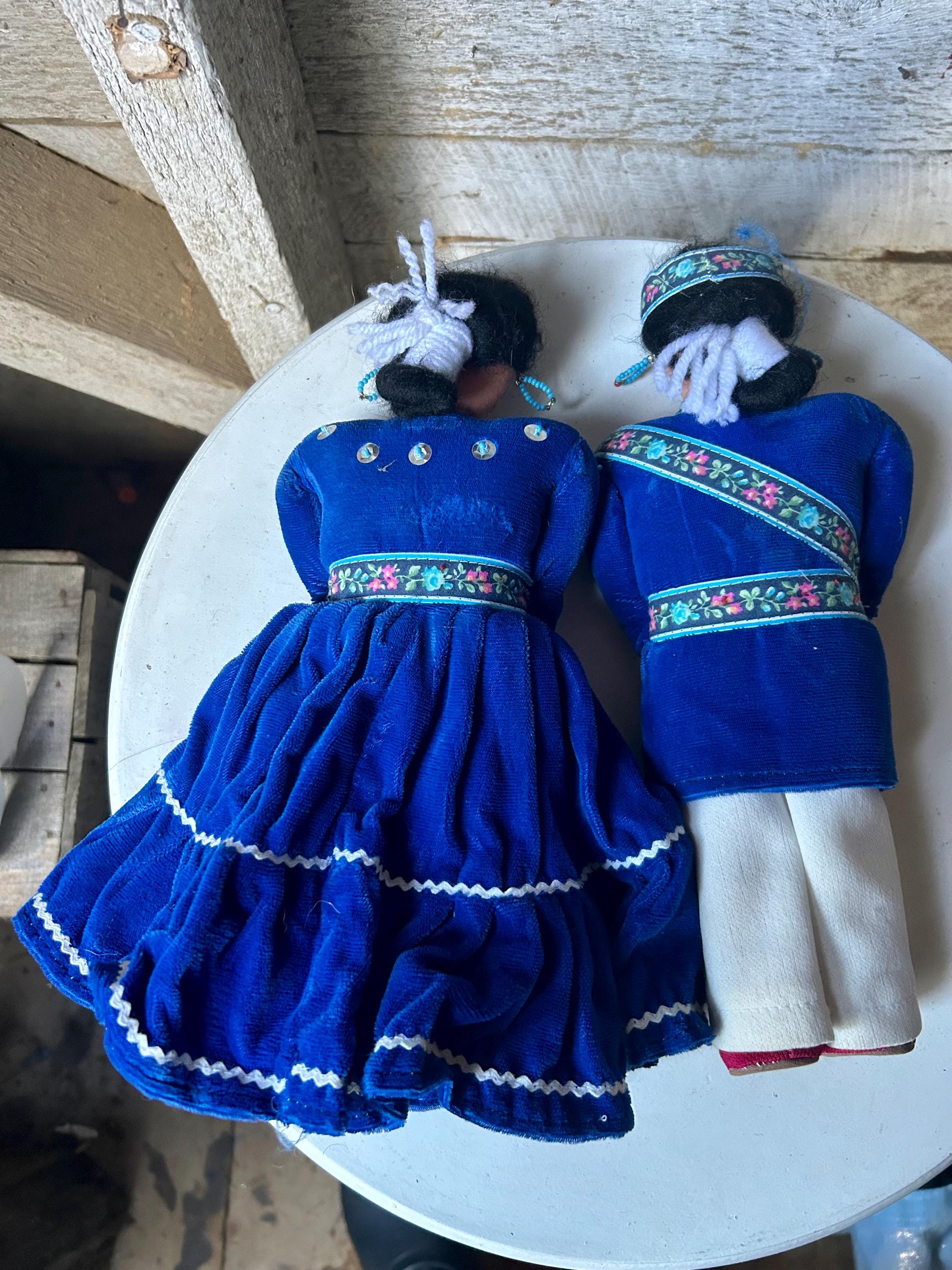 Vintage Pair of Navajo Folk Art Cloth Dolls - Man Woman Handmade Ethnic ...