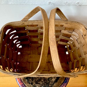 Picnic Basket Split Wood 2 Bent Wood Handles Farmhouse Rustic Handmade ...