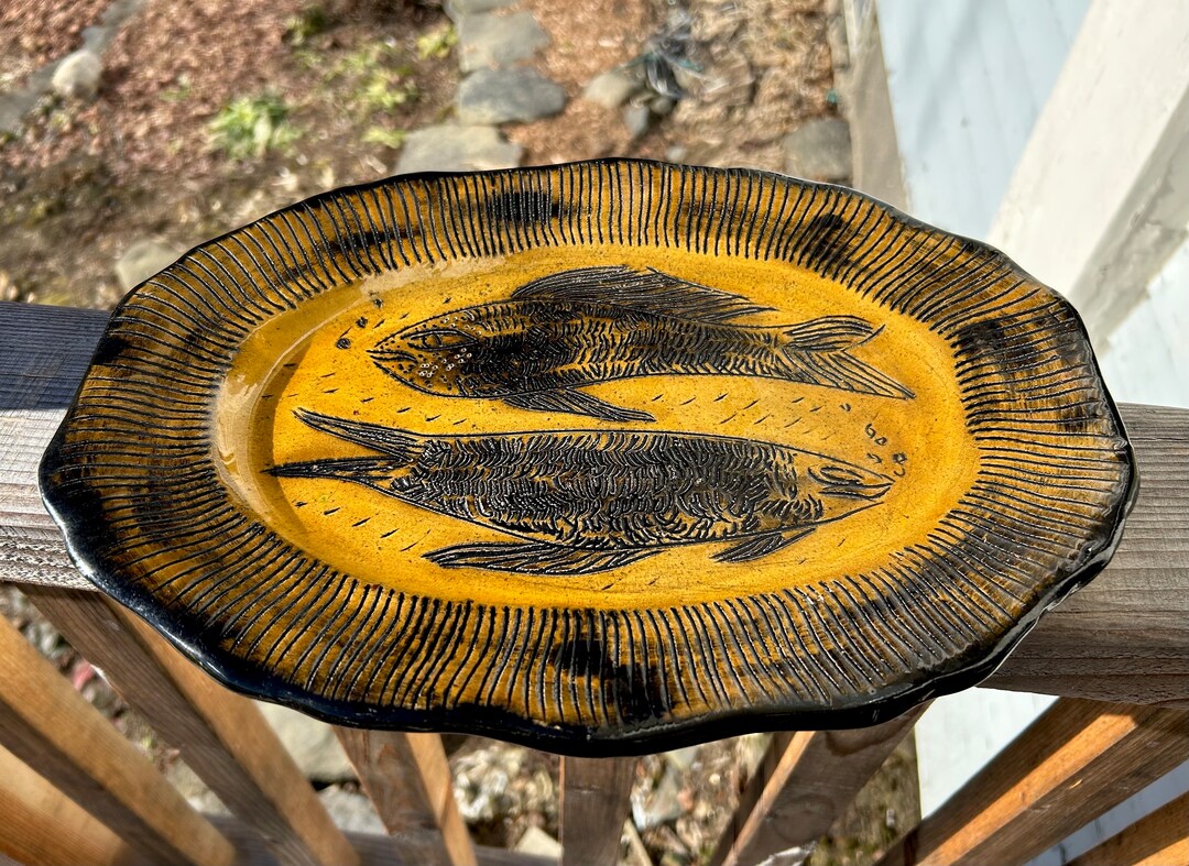 Handmade Ceramic Art Fish Platter Carved Fish Glazed Design - Etsy