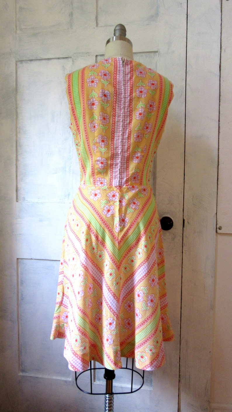 60s Sundress Shift Colorful Print Hand Made Medium - Etsy
