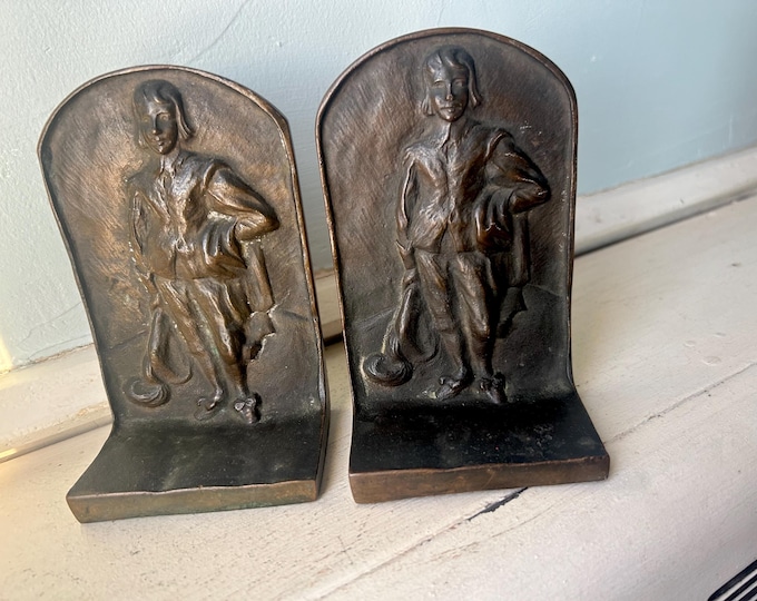 Bronze Bookends 18th Century Man Metal Heavy Book Ends Solid Bronze - Etsy