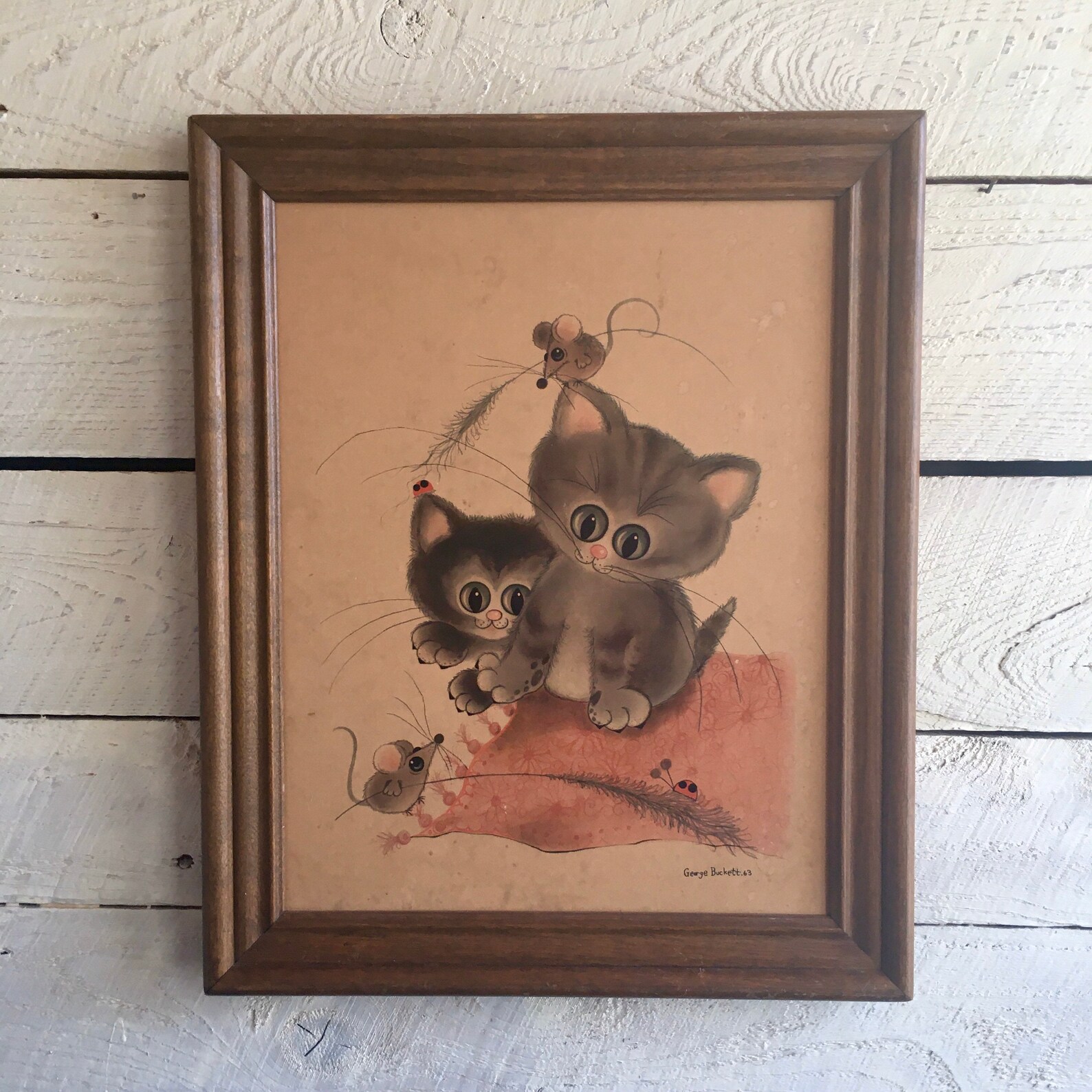 60s Cat and Mouse Print George Buckett art - Etsy