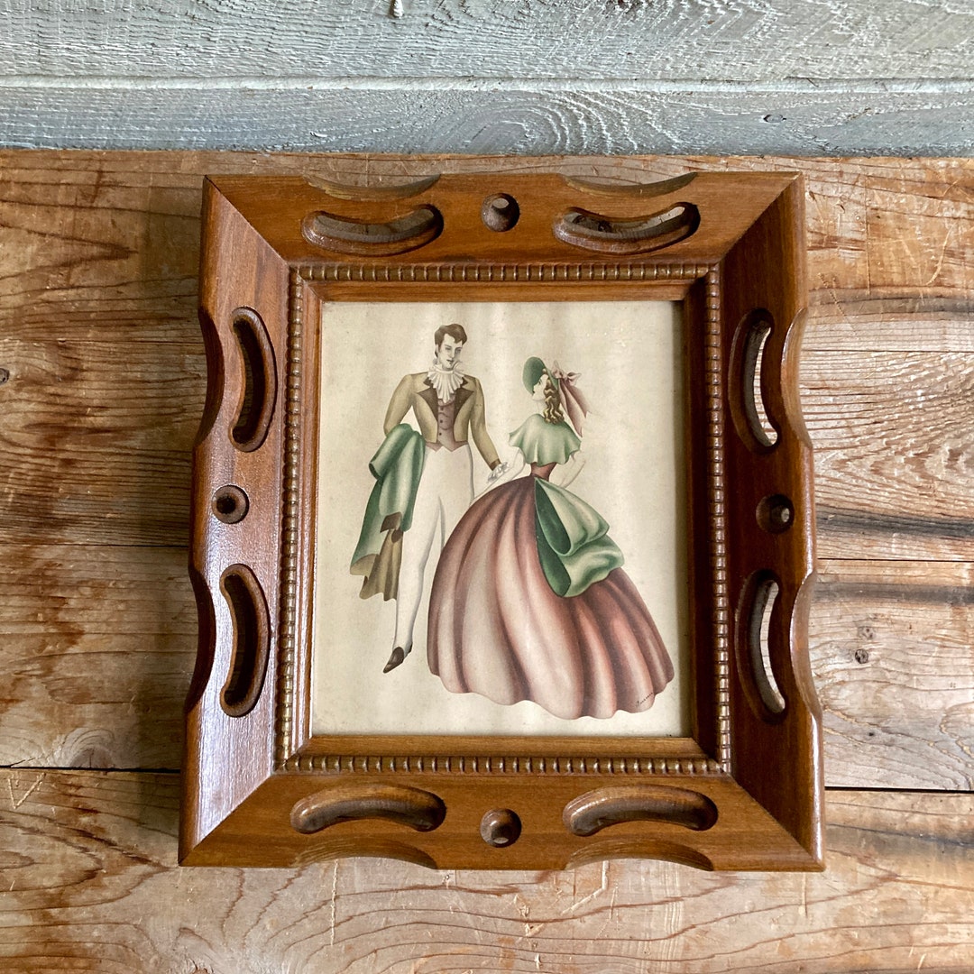 40s 50s Wood Frame Small Frame Cut Out Flare Design Mid Century Frame ...