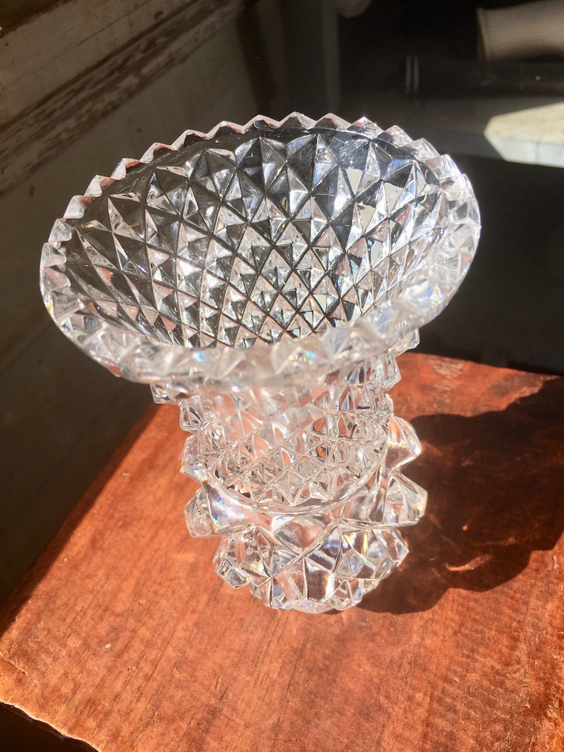 Crystal Vase Diamond Cut Small Cut Glass Vase Fluted - Etsy