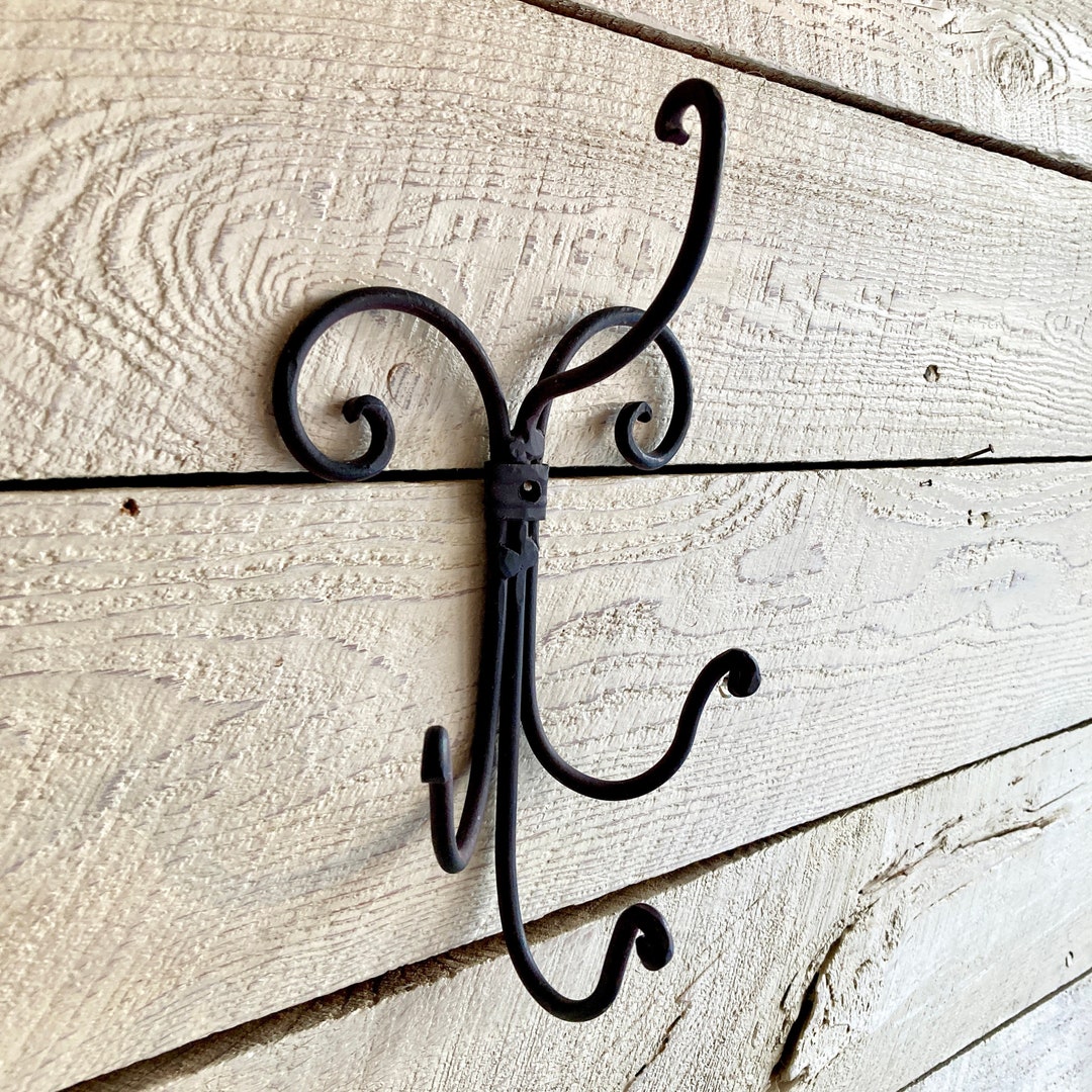Iron Coat Hooks Wall Hooks Farmhouse Rustic Primitive 4 Hooks - Etsy
