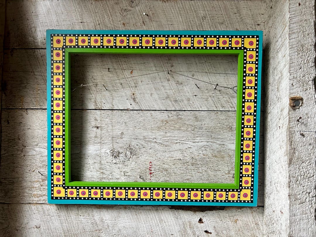 Colorful Hand Painted Wood Frame Whimsical Picture Frame - Etsy