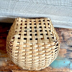 Split Wood Handmade Basket - Farmhouse Market Basket - Bent Wood Handle ...