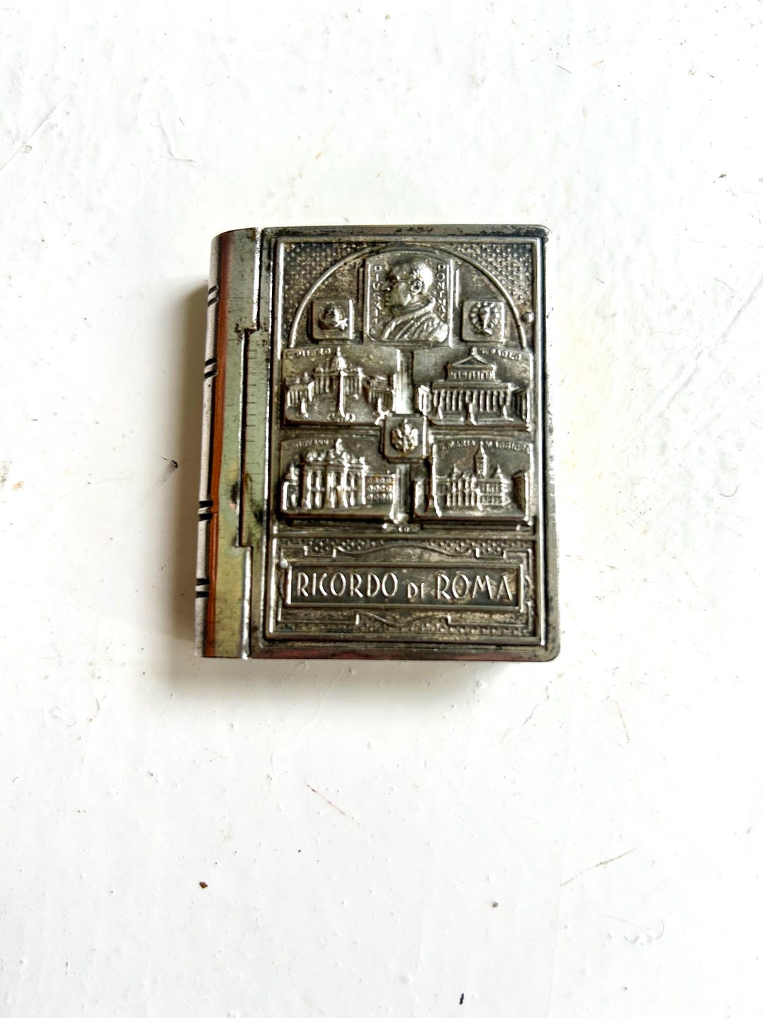 Silver Mid Century Rosary Box Trinket Box Pope Pius Ricardo Di Roma ...