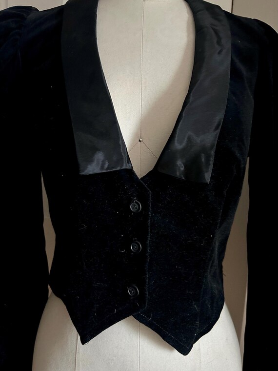 60s 70s black velvet dress jacket satin lapels small … - Gem