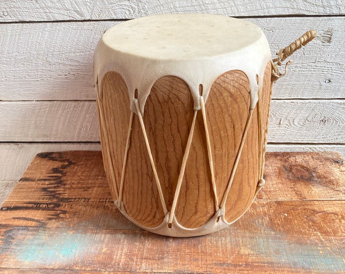 Vintage Wood Drum Handmade Leather Skin Drum Head - Rawhide - Etsy