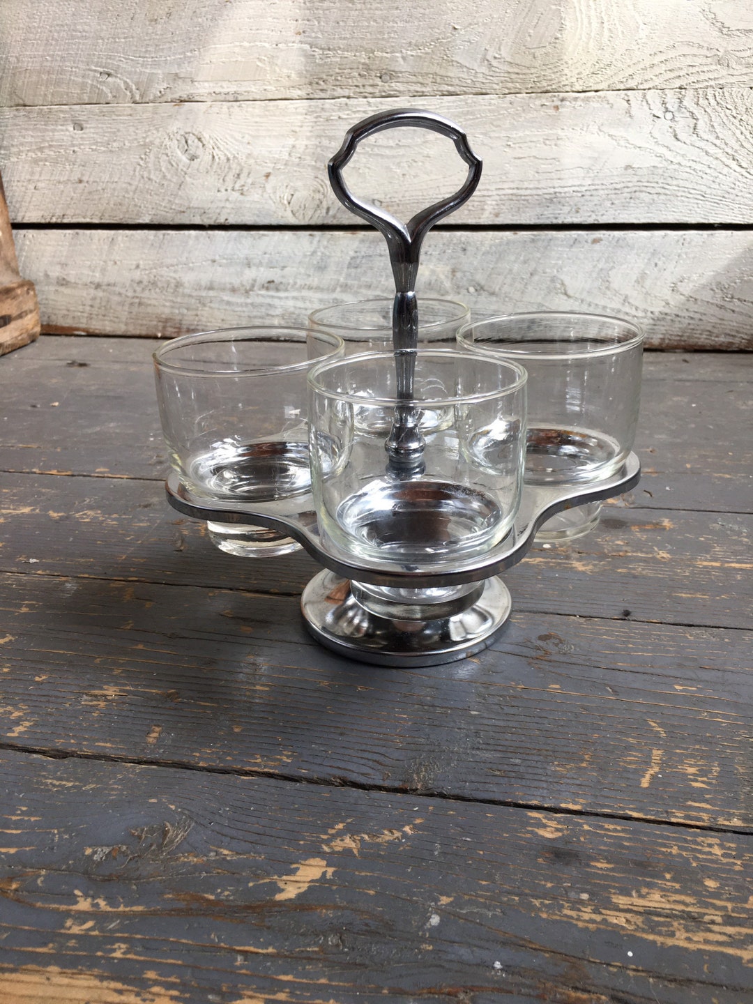 Mid Century Barware - Lazy Susan Drink Caddy - Chrome Holder - 4 ...