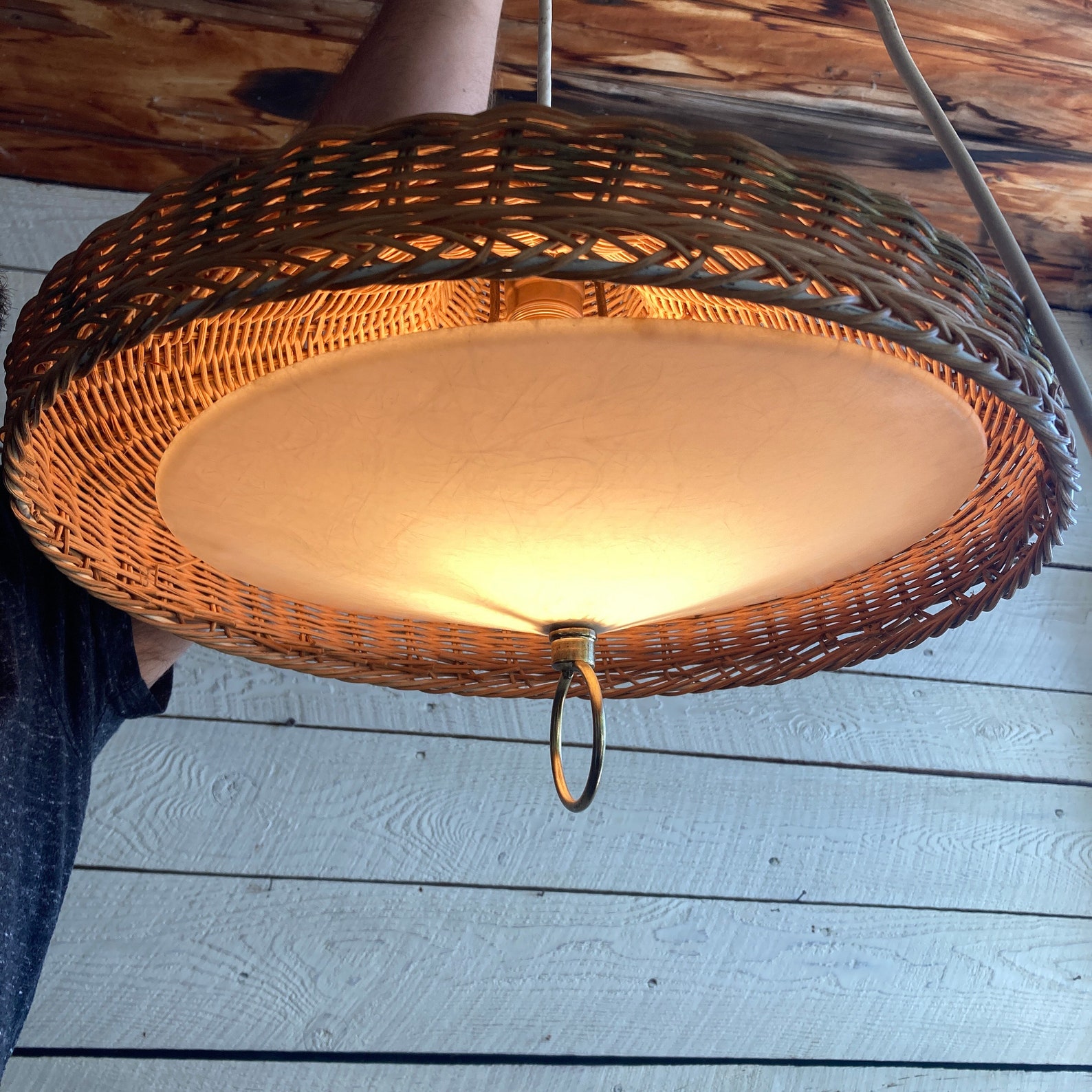 60s 70s Wicker Swag Ceiling Lamp Ceiling Hanging Light Tan and - Etsy
