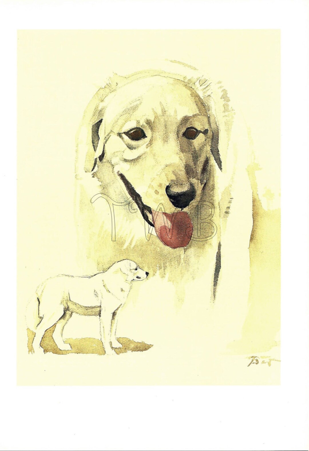 Dog Print,original Vintage, Puppy Print, Hunting Dog Art Print, Home ...