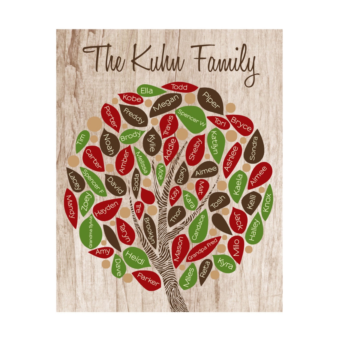 Personalized Modern Leaf Family Tree Digital Delivery - Etsy