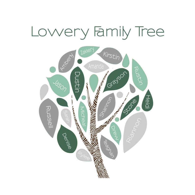 Personalized Modern Leaf Family Tree Digital Delivery - Etsy