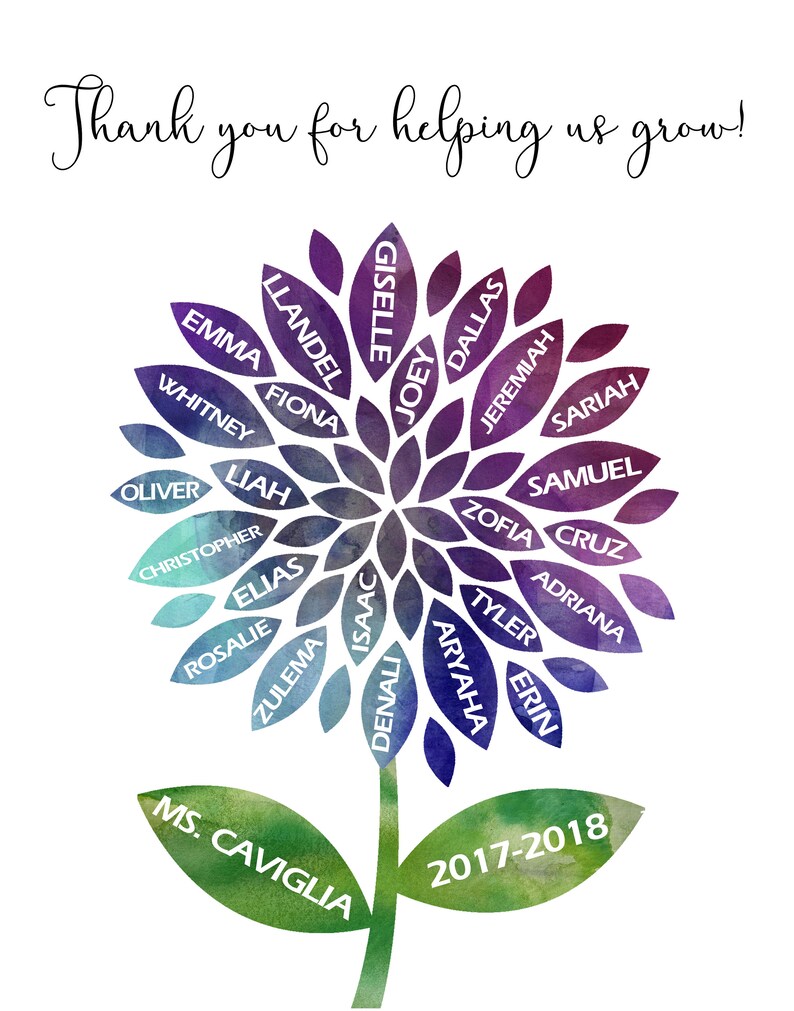 Teacher's Gift Personalized/custom Class Flower Digital - Etsy