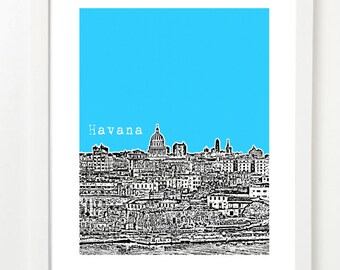 Havana Art Print Havana Cuba City Skyline Poster Malecon | Etsy