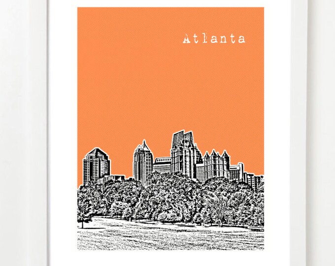 Atlanta Art Print Atlanta Skyline Poster Atlanta Wedding Gift VERSION 2 ...