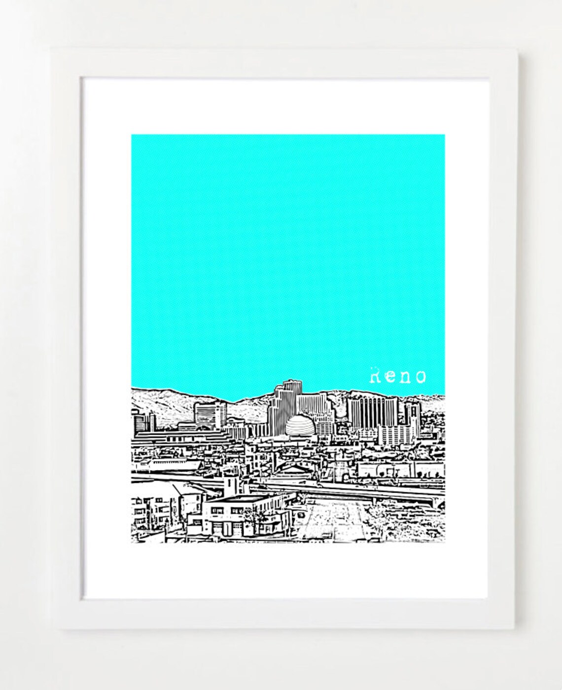 Reno Nevada Poster Reno City Skyline Art Print Wedding | Etsy