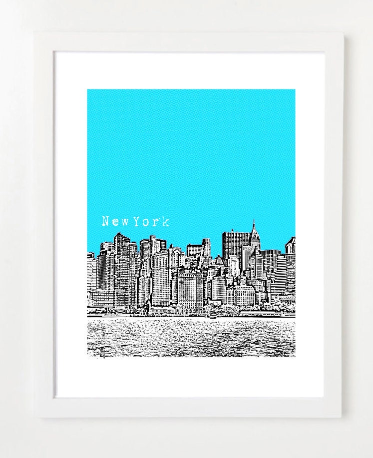 New York City Skyline Poster City Skyline Art Print New York | Etsy