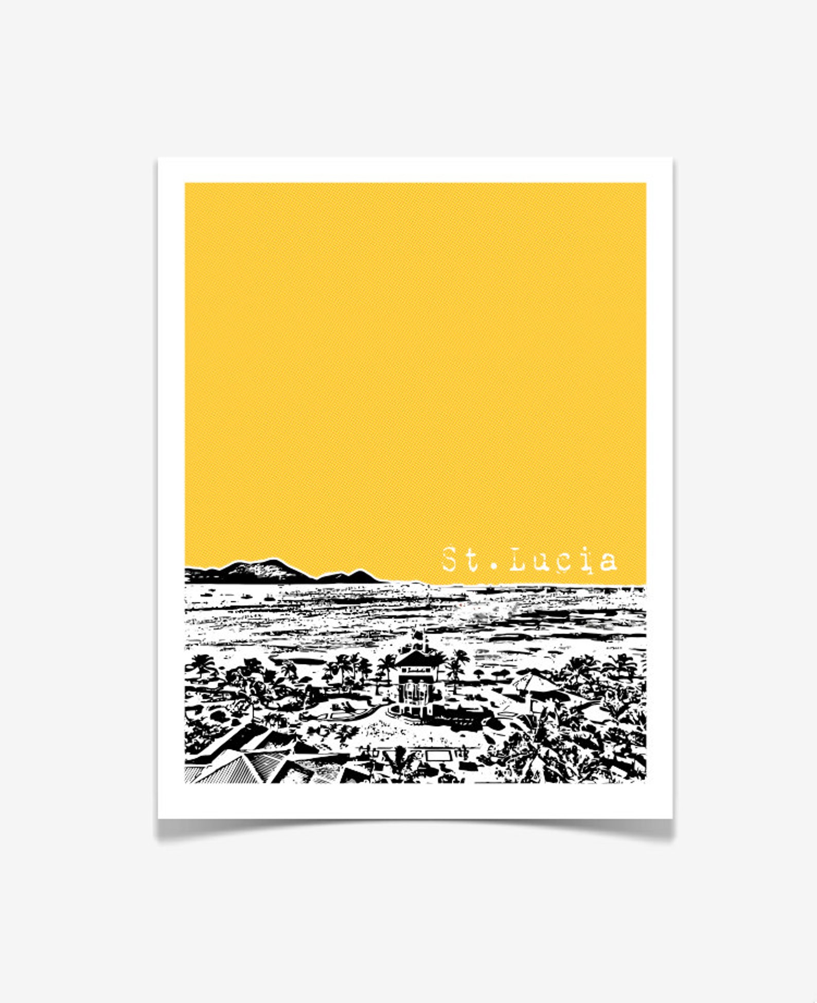 St. Lucia Poster St. Lucia Skyline Art Print Caribbean - Etsy