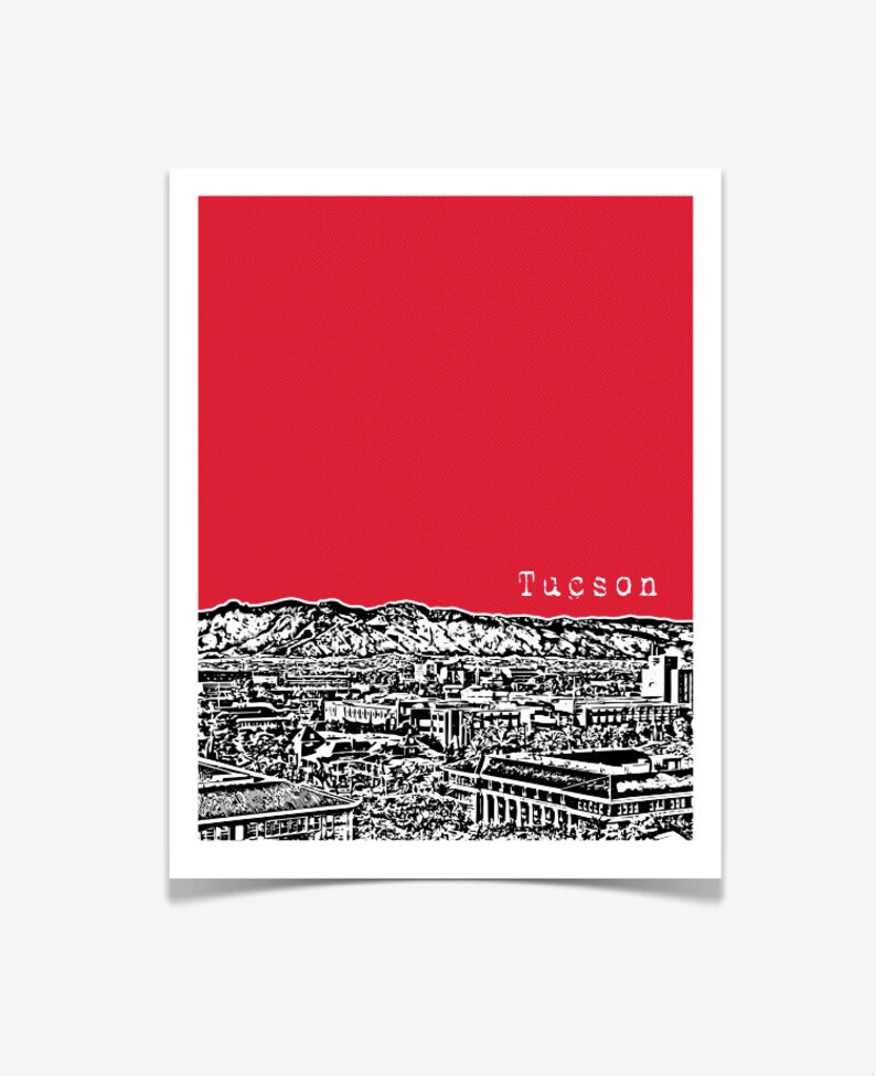 Tucson Skyline Art Print Arizona Art Tucson City Skyline - Etsy