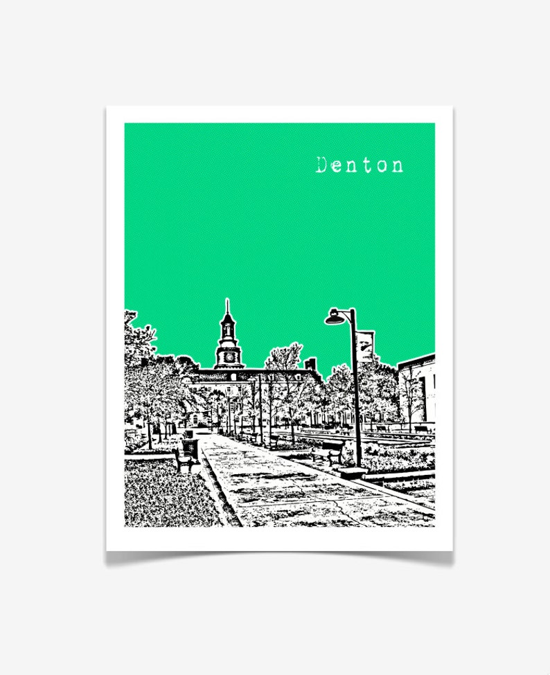 Denton Texas Art Print Denton Poster City Skyline Series - Etsy