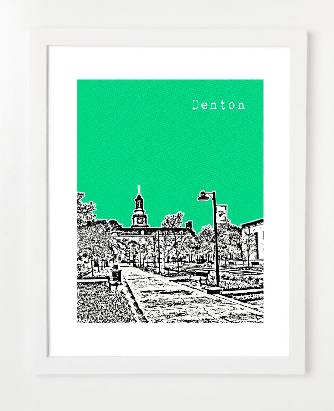 Denton Texas Art Print Denton Poster City Skyline Series Denton Gift ...