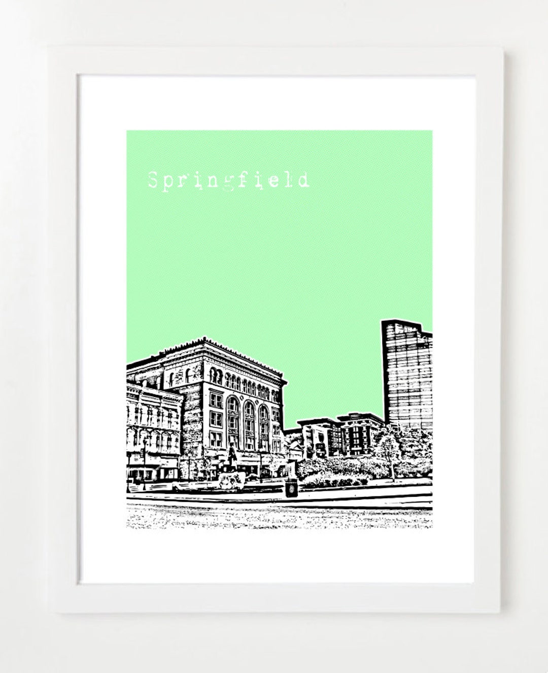 Springfield Ohio Skyline Poster Springfield Art Print Springfield Ohio ...