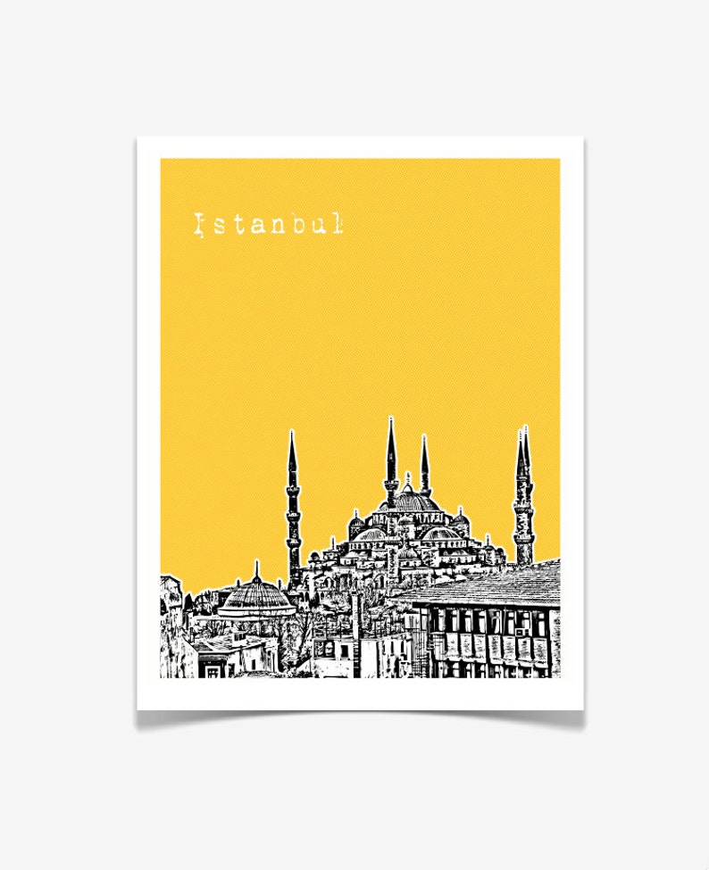 Istanbul Skyline Poster Istanbul Turkey Art Print VERSION - Etsy