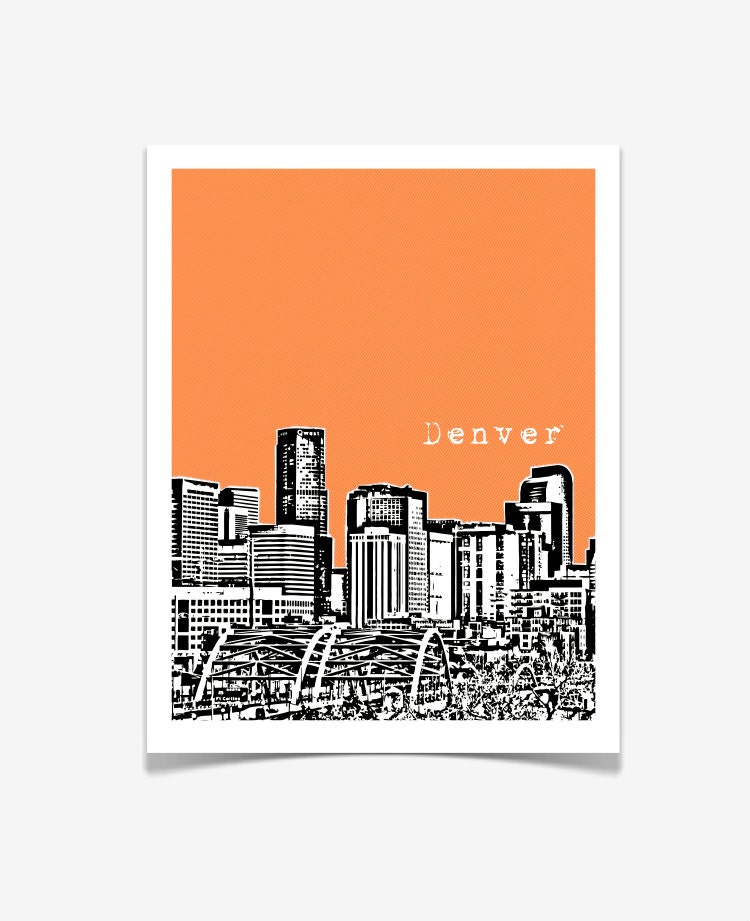 Denver Skyline Denver City Art Denver Poster VERSION 1 | Etsy