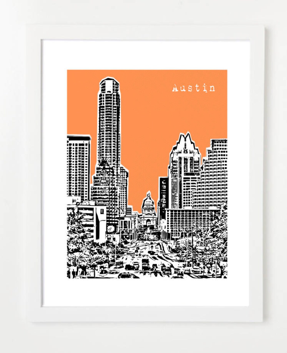 Austin Skyline Print Austin City Art Austin Texas Poster | Etsy