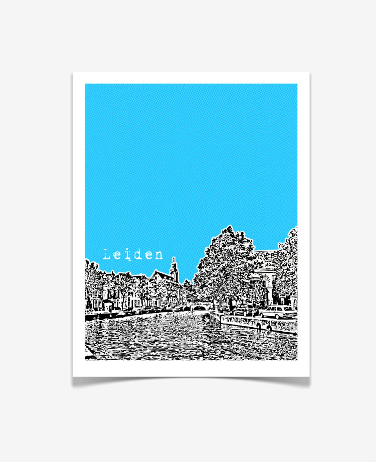 Leiden Poster Netherlands Leiden City Skyline Art Print - Etsy