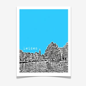 Leiden Poster Netherlands Leiden City Skyline Art Print - Etsy