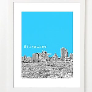 Milwaukee Art Print Milwaukee Skyline Poster Milwaukee WI - Etsy