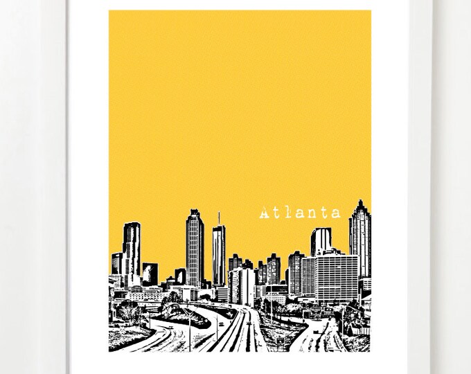 Atlanta Skyline Poster City Art Print Atlanta Georgia 8x10 Image ...