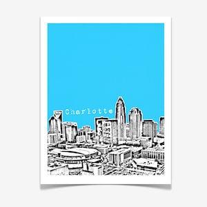 Charlotte Skyline Poster Charlotte North Carolina Art Print City ...